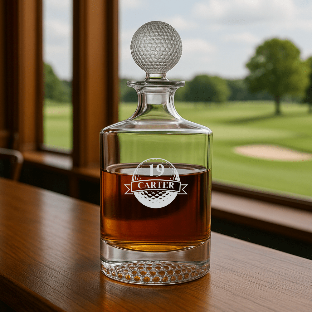 Personalized Golf Whiskey Decanter – Custom Name & Number Engraving ...