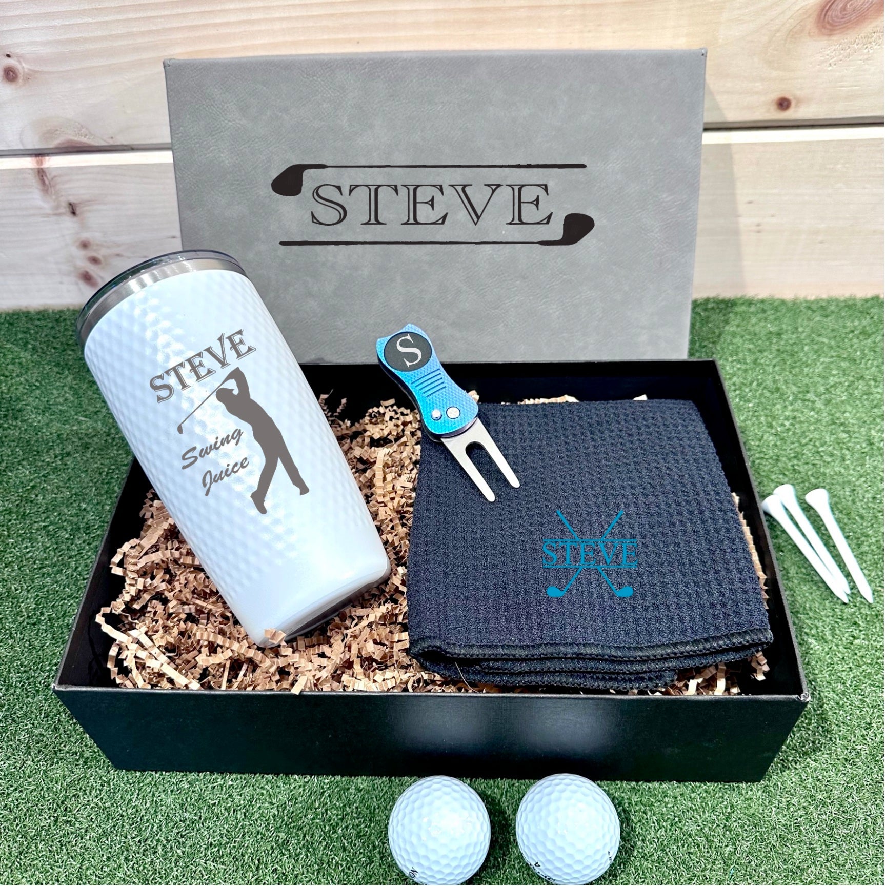 Personalized Golf Gift Box Set with Custom Towel, Divot Tool, Tumbler ...