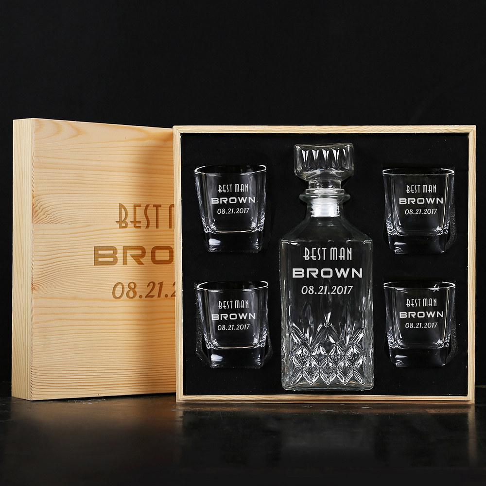 Awesome Custom Decanter Gift Set in a Box – GroomsDay